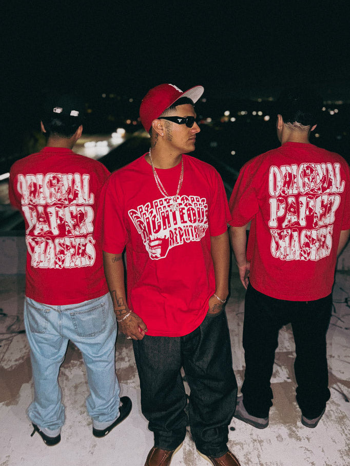 “ORIGINAL PAPER CHASERS” RED T-SHIRT – Righteous Reputation